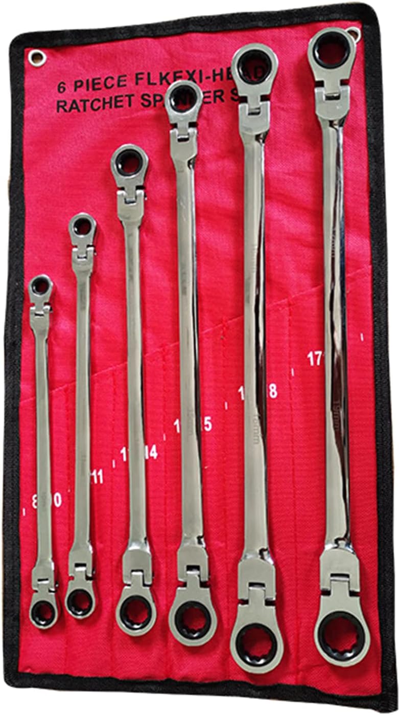 WE-POLUJ 6-Piece Metric 8mm - 19mm Extra Long Gear Ratcheting Wrench ...