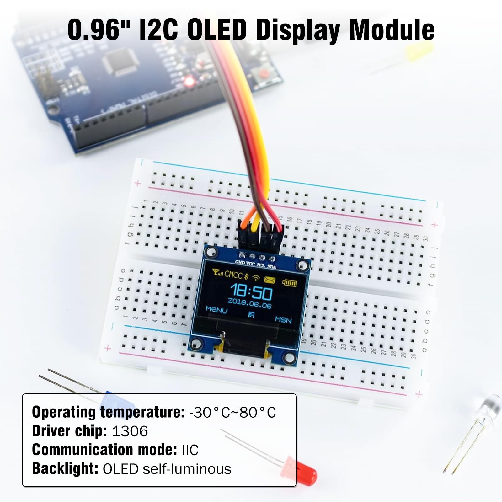 Snapklik.com : 5 Pcs 0.96 Inch OLED I2C IIC Display Module, AYWHP 128x64 Pixel Serial Display ...