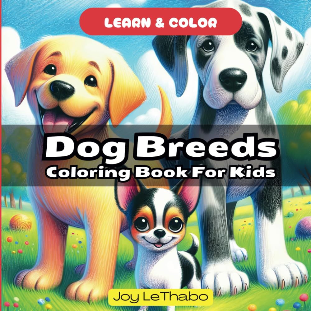 Dog Breeds Coloring Book For Kids: Fun and Easy Activity Pages with ...