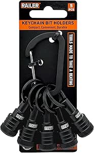 Railer Bit Holder Keychain 5pc - 1/4 inch Hex Shank Bit Holders - Quick ...