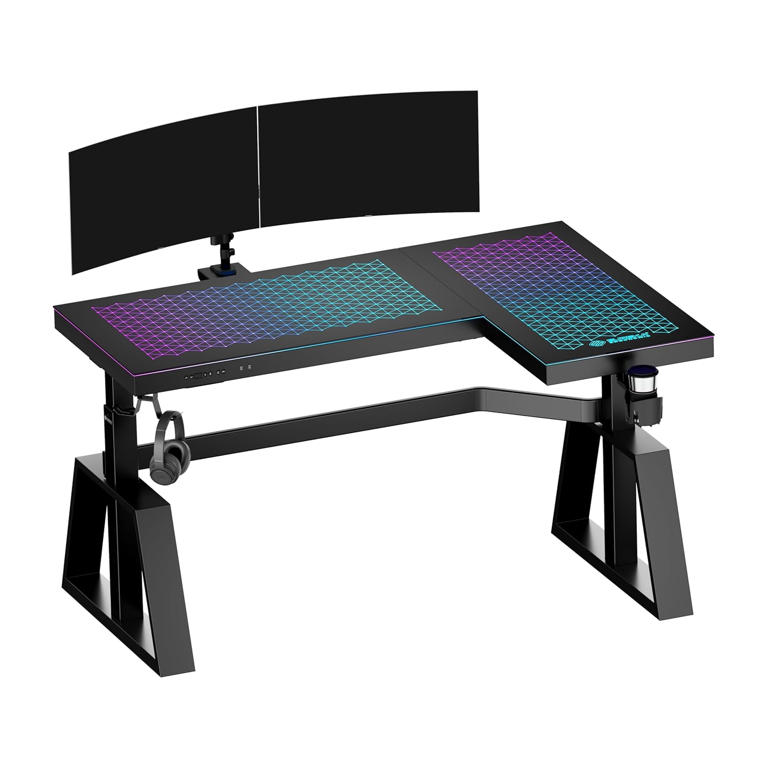 EUREKA ERGONOMIC Standing Desk,Gaming Desk,Glass RGB Desk, Height ...