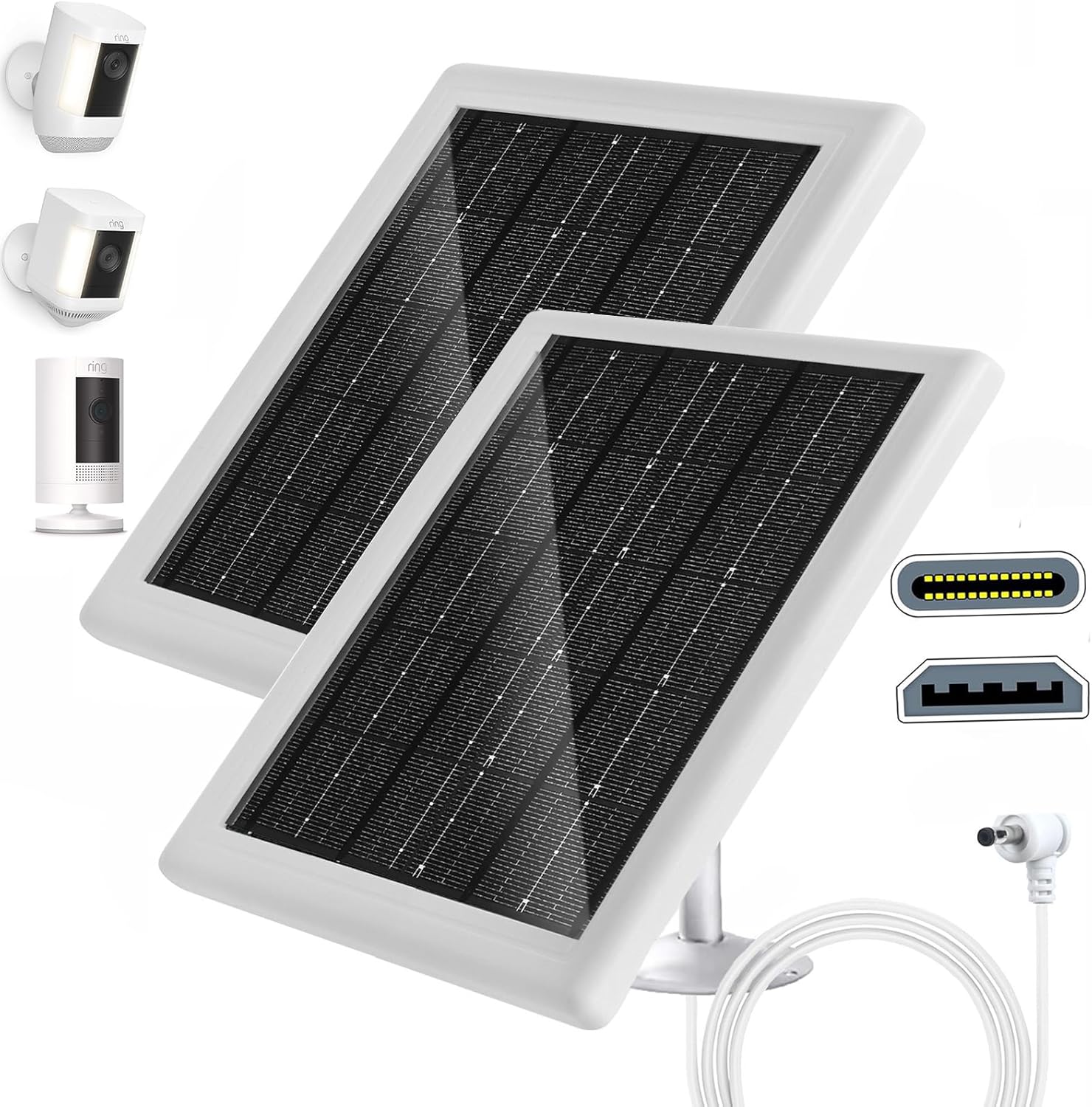 Amazon.com: Ring Camera Solar Panel 5V 5W Outdoor Solar Battery Charger ...