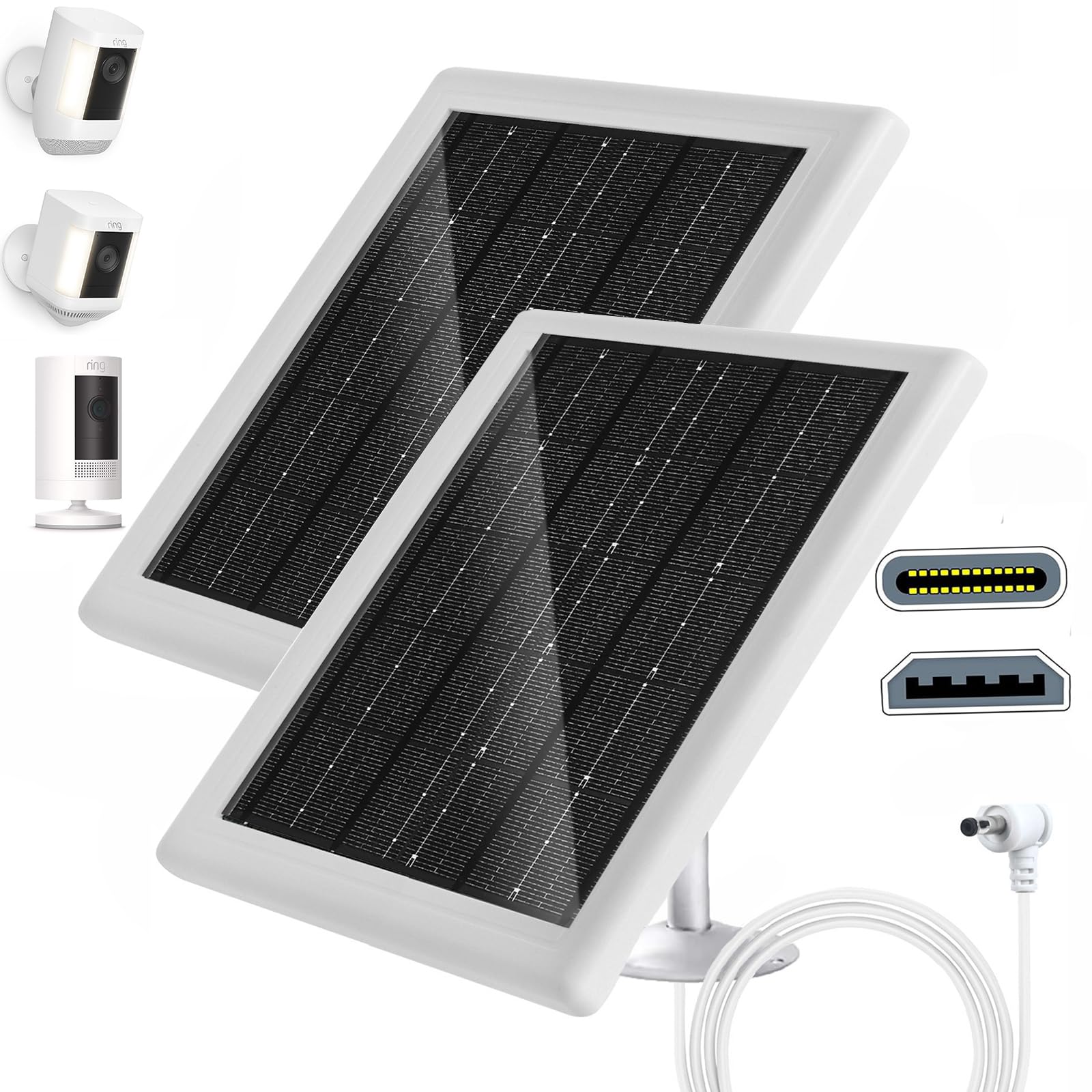 Amazon.com: Solar Panel for Ring Camera, 5V 5W Outdoor Solar Battery ...