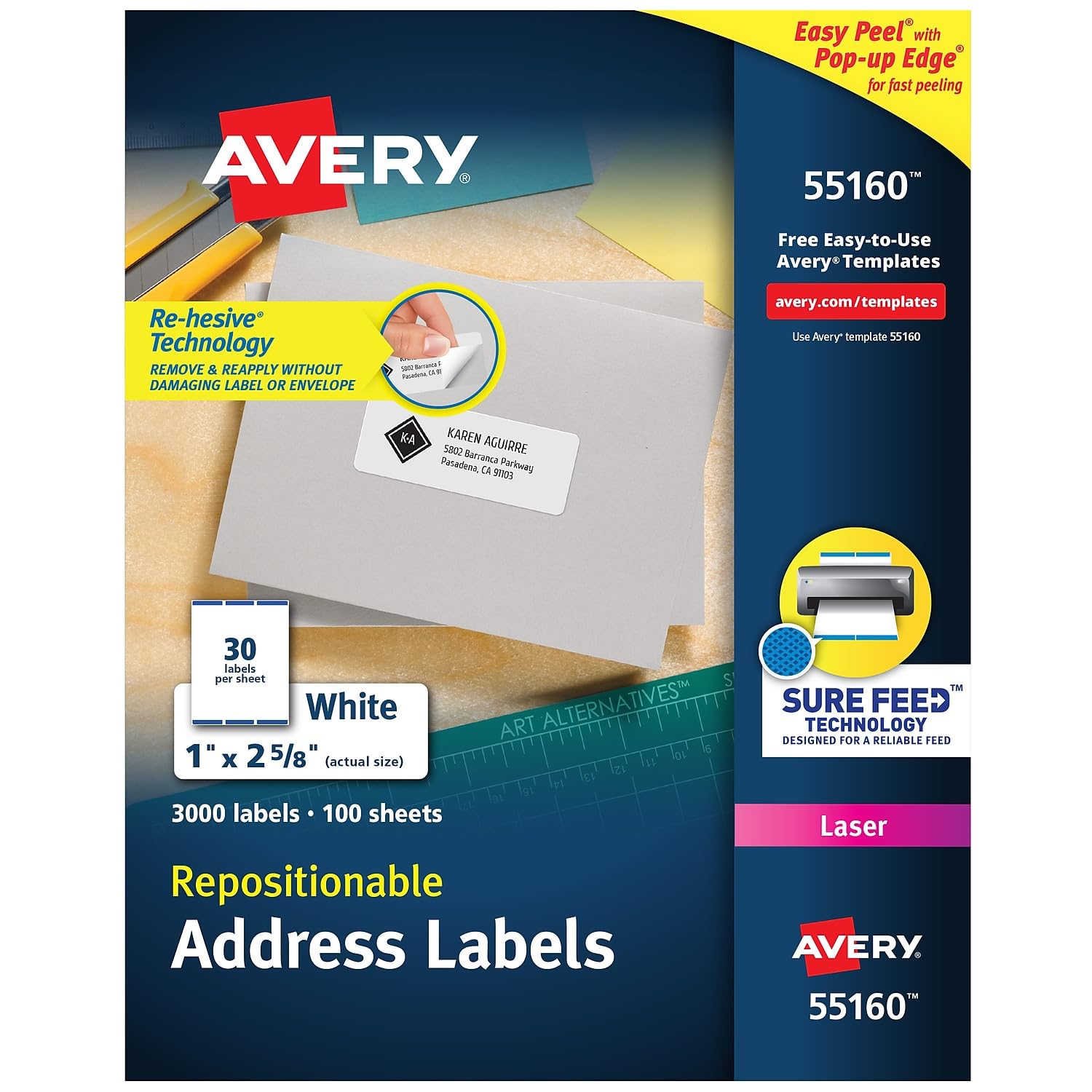 Amazon.com : Avery 55160 Laser Labels, Address, 1-Inch x2-5/8-Inch ...