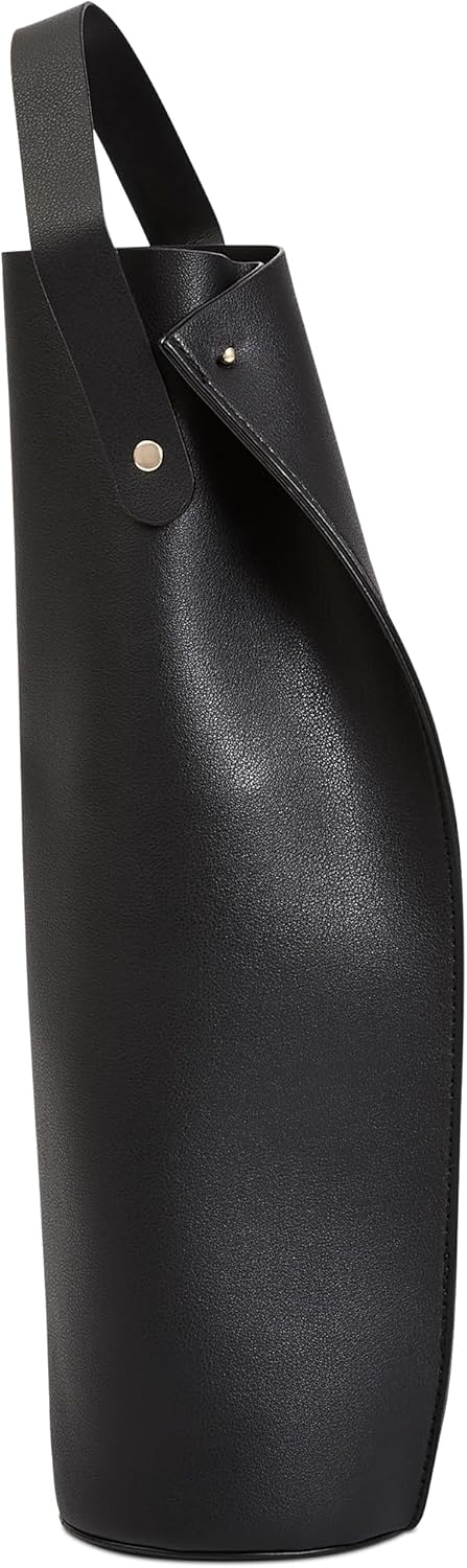 Amazon.com: LEVARE Elegant Vegan Leather Wine Tote - Premium Double Layered Black Vegan Leather ...