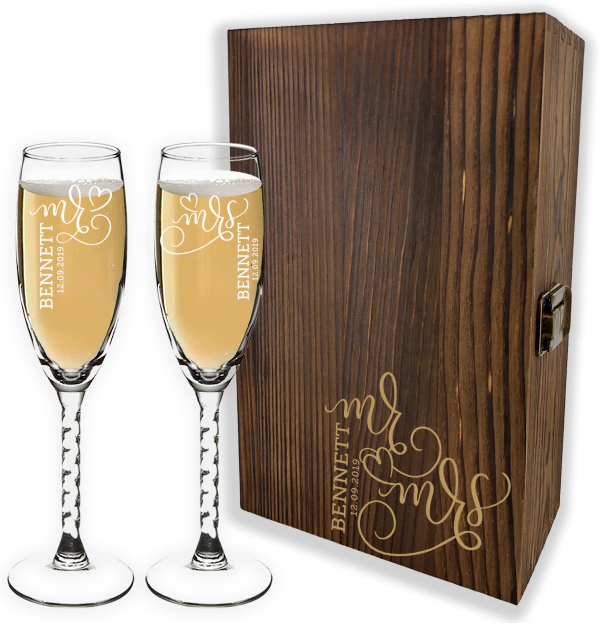 Amazon.com | Personalized Wedding Flute and Cake Serving Set, Custom ...