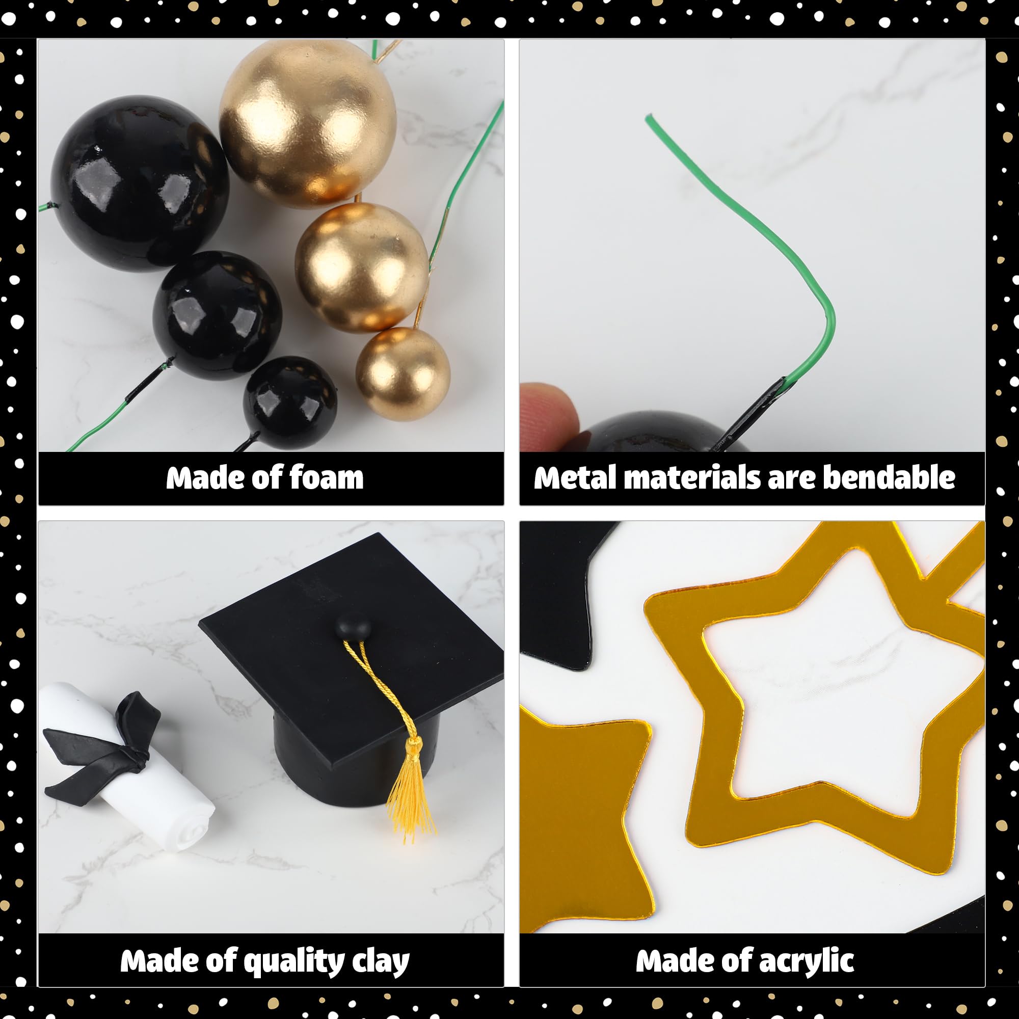 Snapklik.com : 38 Pcs Graduation Balls Cake Topper Congrats Grad Balls ...