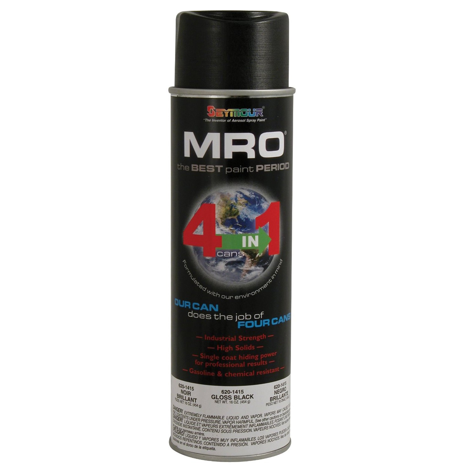 Seymour Spray Paint, Gloss Black MRO Industrial Enamel Paint, 20 Fluid ...