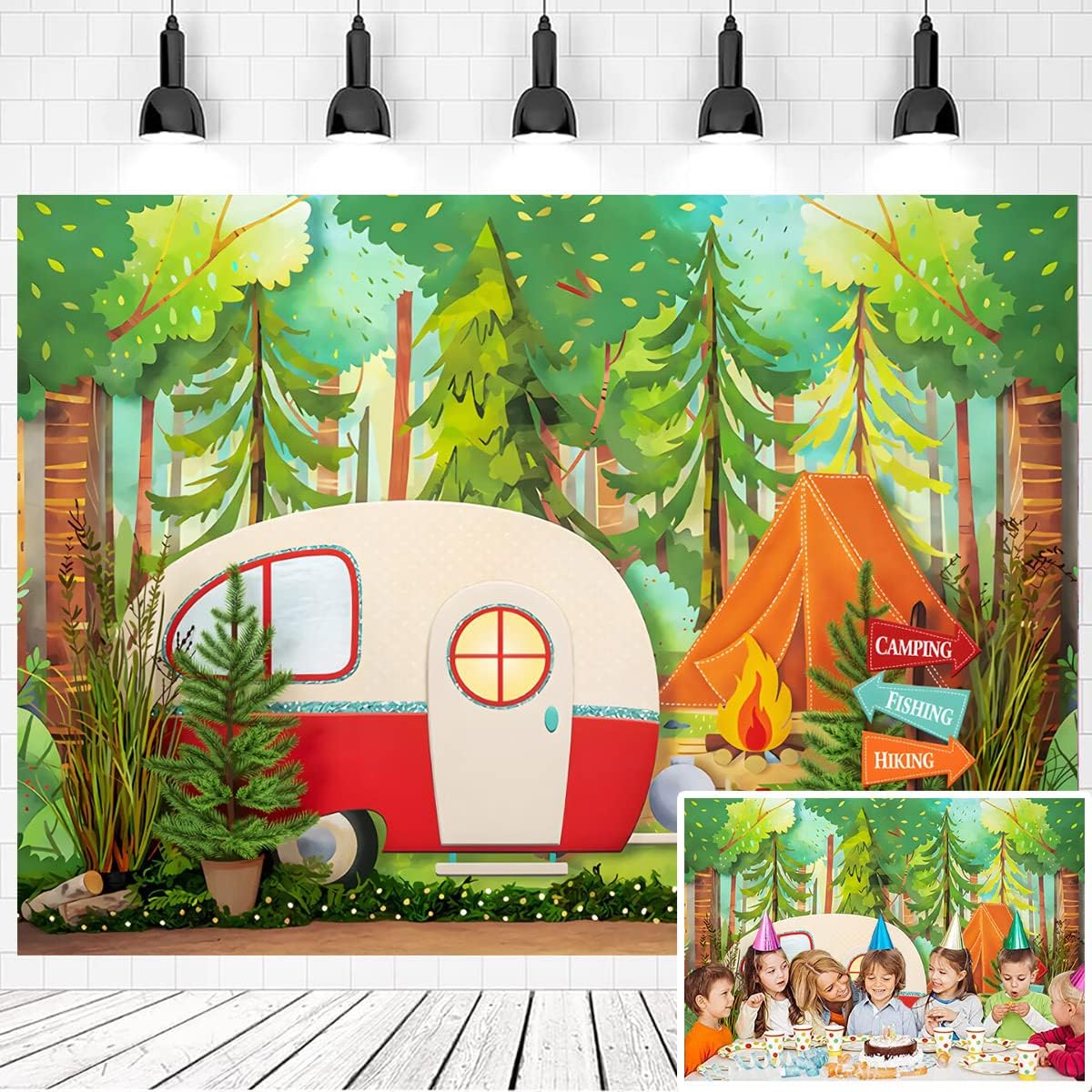 Amazon.com : Camp Cake Smash Photo Backdrops for Kids Birthday Photo ...