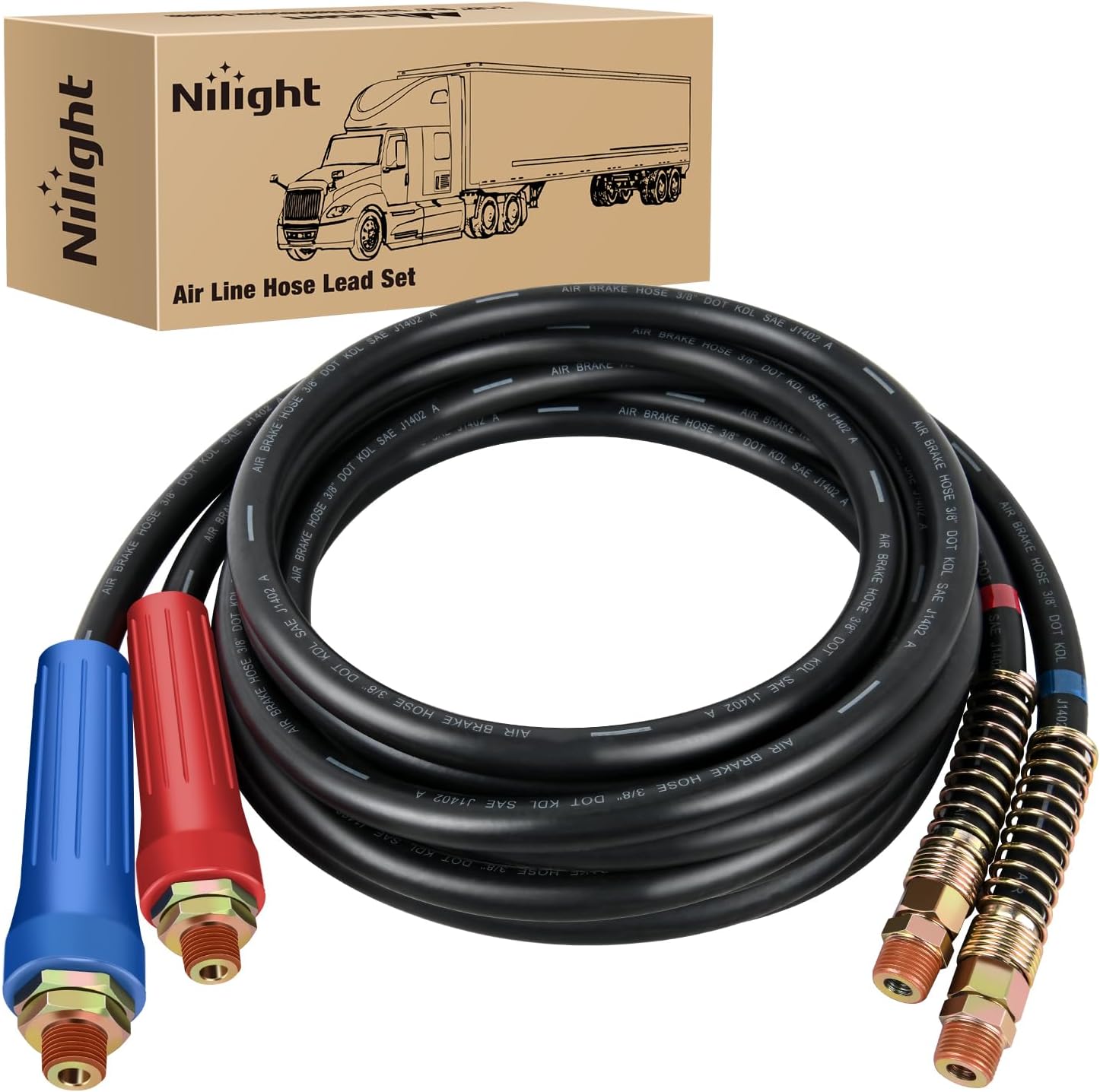 Amazon.com: Nilight 12 FT Air Line Hose Assembly Rubber with 1/2" NPT ...