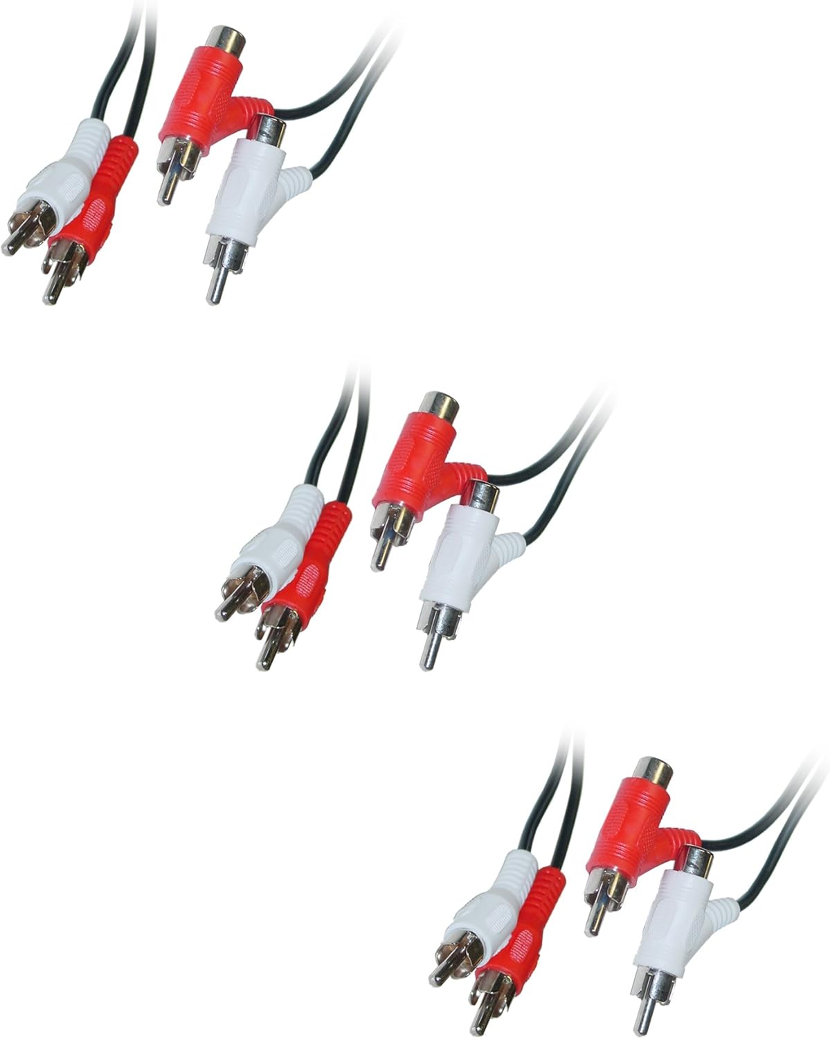 Amazon.com: RCA Audio Piggyback Cable, 2 RCA Male to 2 RCA Male + RCA ...