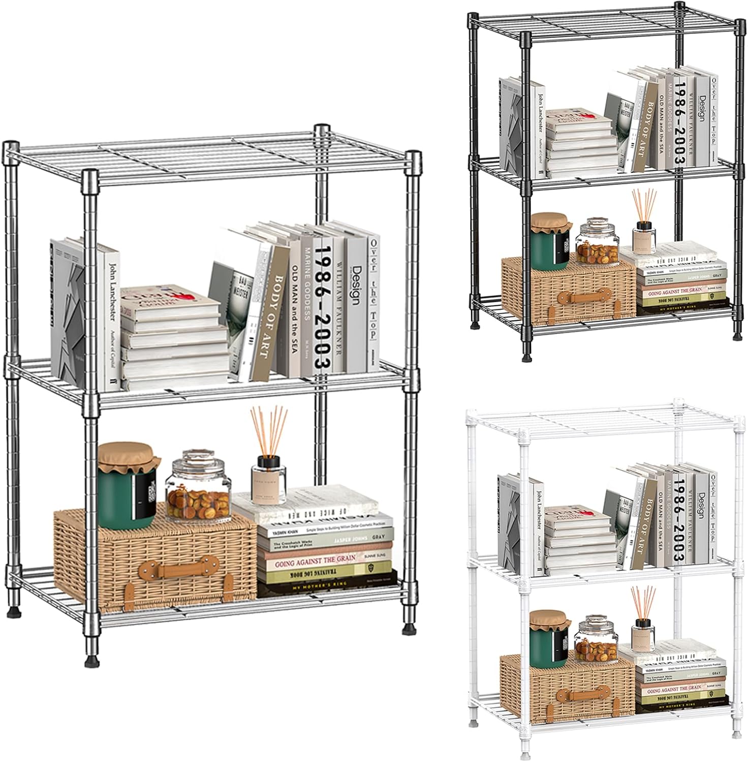 Amazon.com: M MZG 450 lbs Wire Storage Shelving 3-Tier Utility Shelving ...