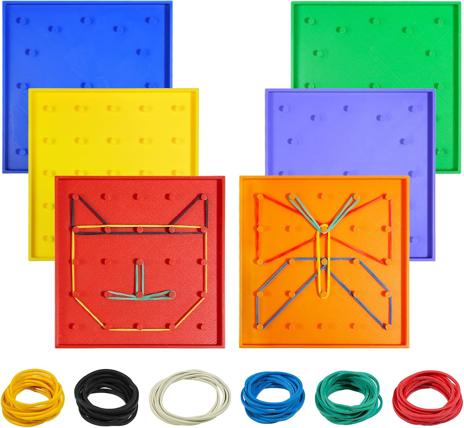 Amazon.com: Bbiamsleep 6 Pack Plastic Geoboards with Rubber Bands ...