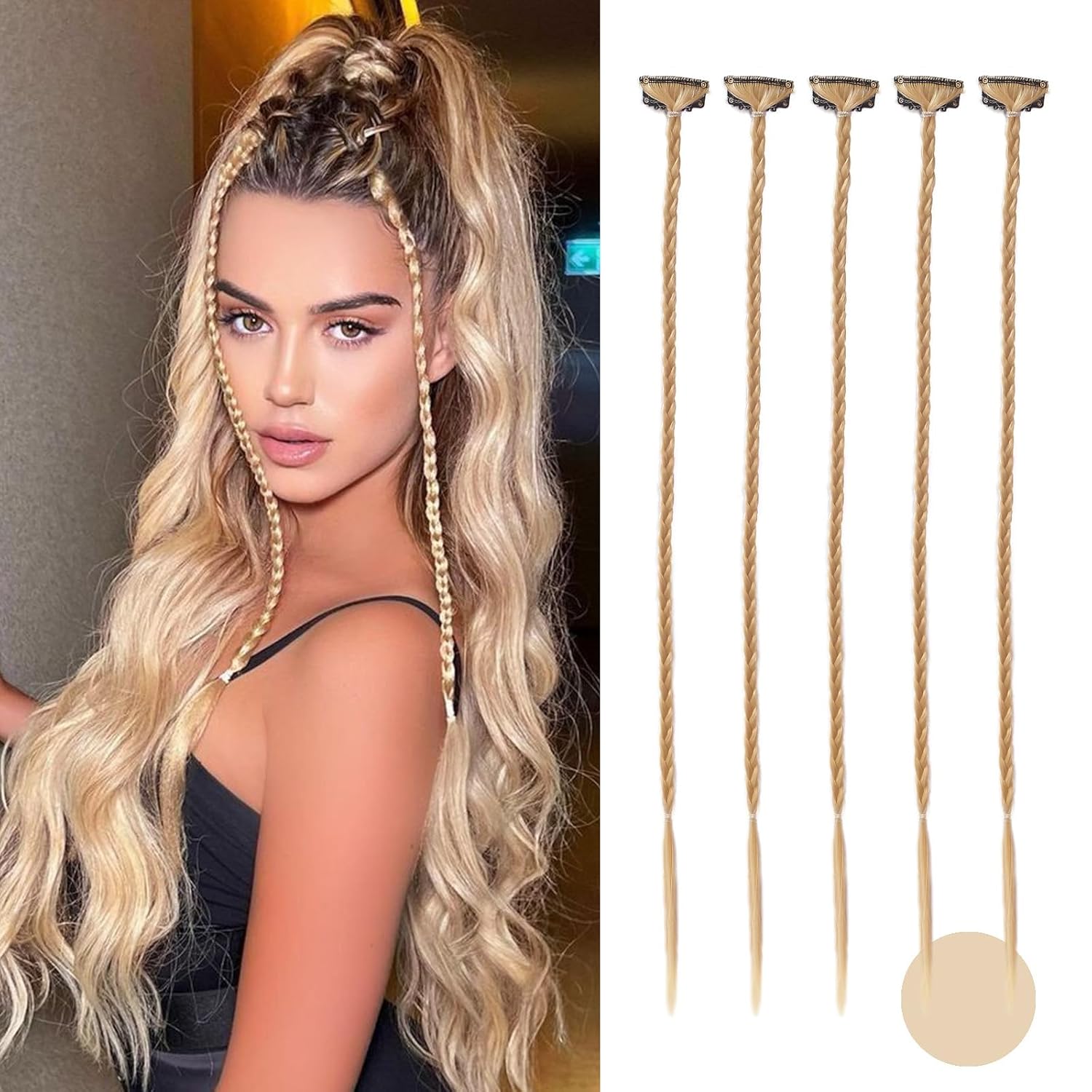 Amazon.com : Braid Hair Extensions 5 PCS Clip in Hair Extensions Baby ...