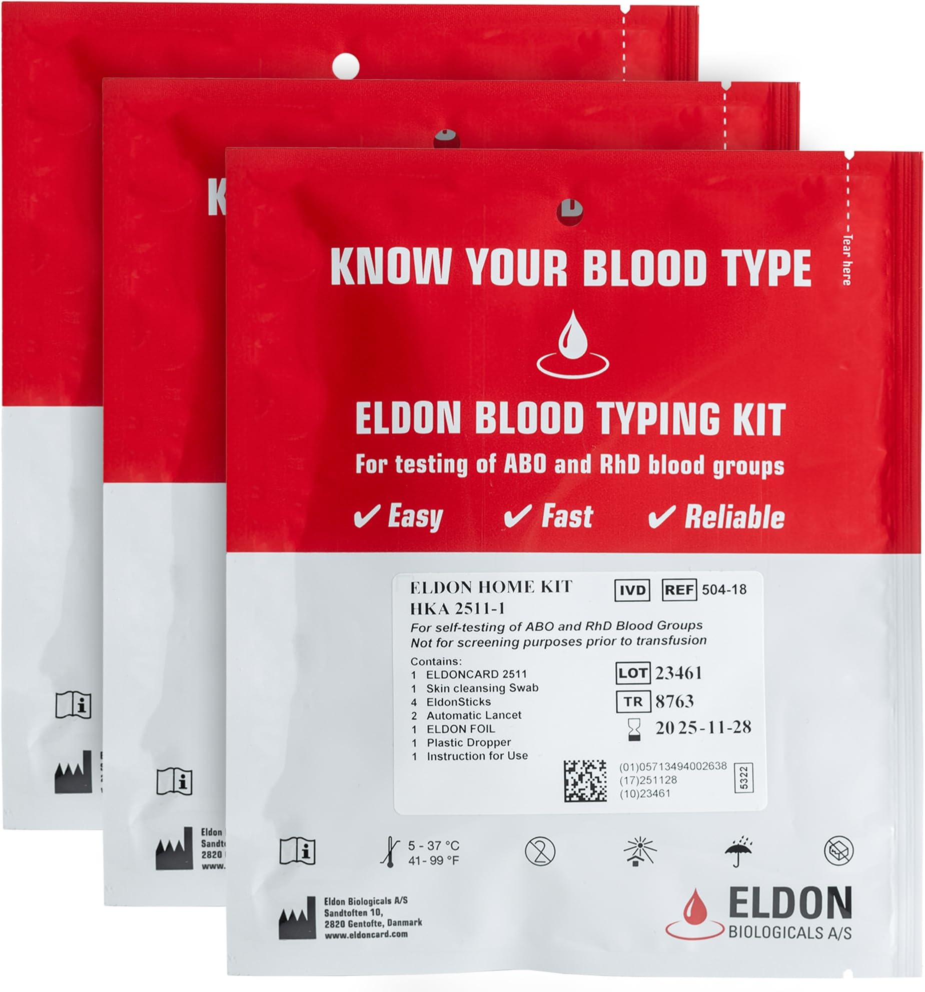 Amazon.com: Blood Type Kit - Also Includes: 1 Eldoncard, 1 Lancet ...