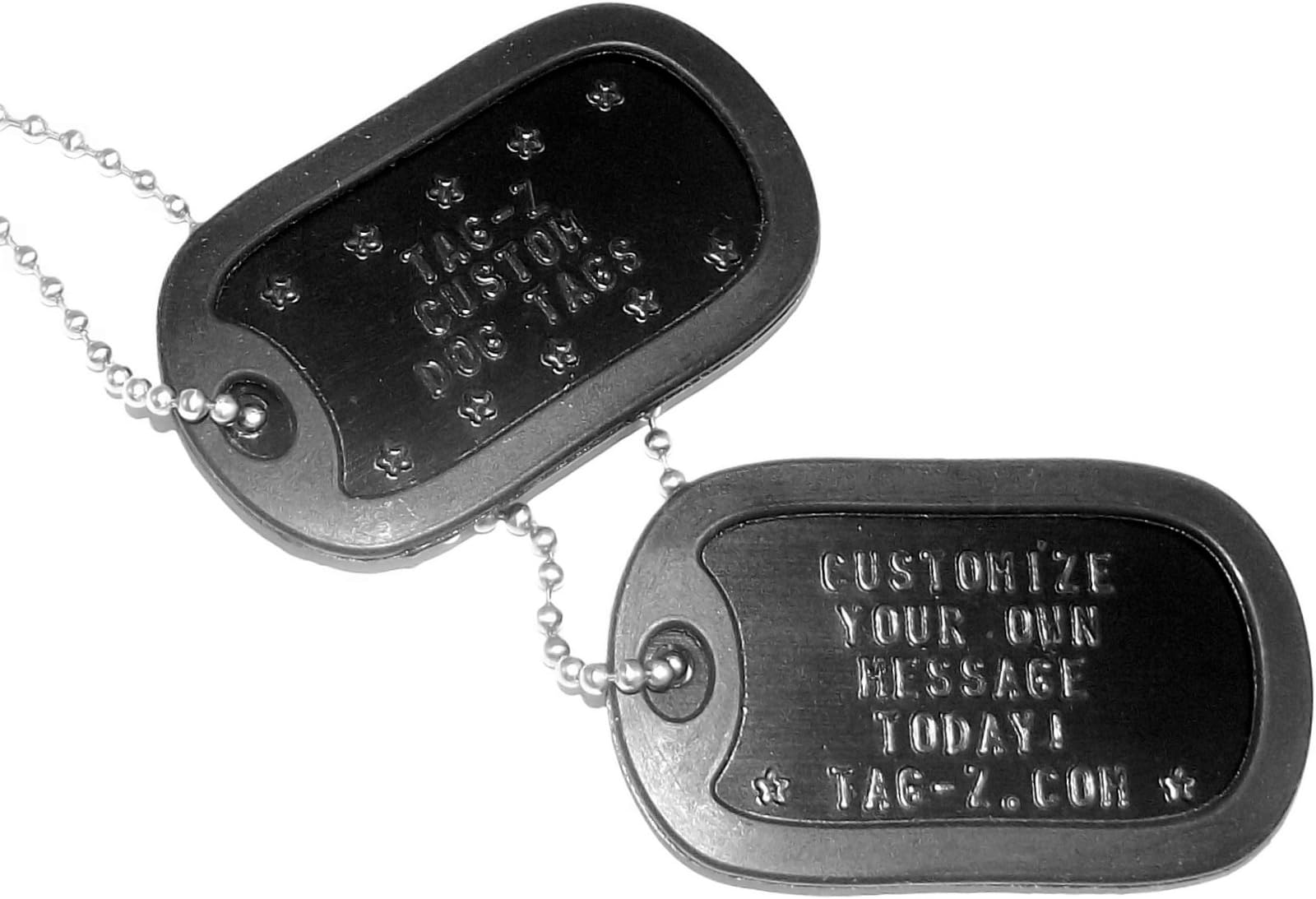 Amazon.com : Military Dog Tags - Custom Embossed Green Tags with Chains ...