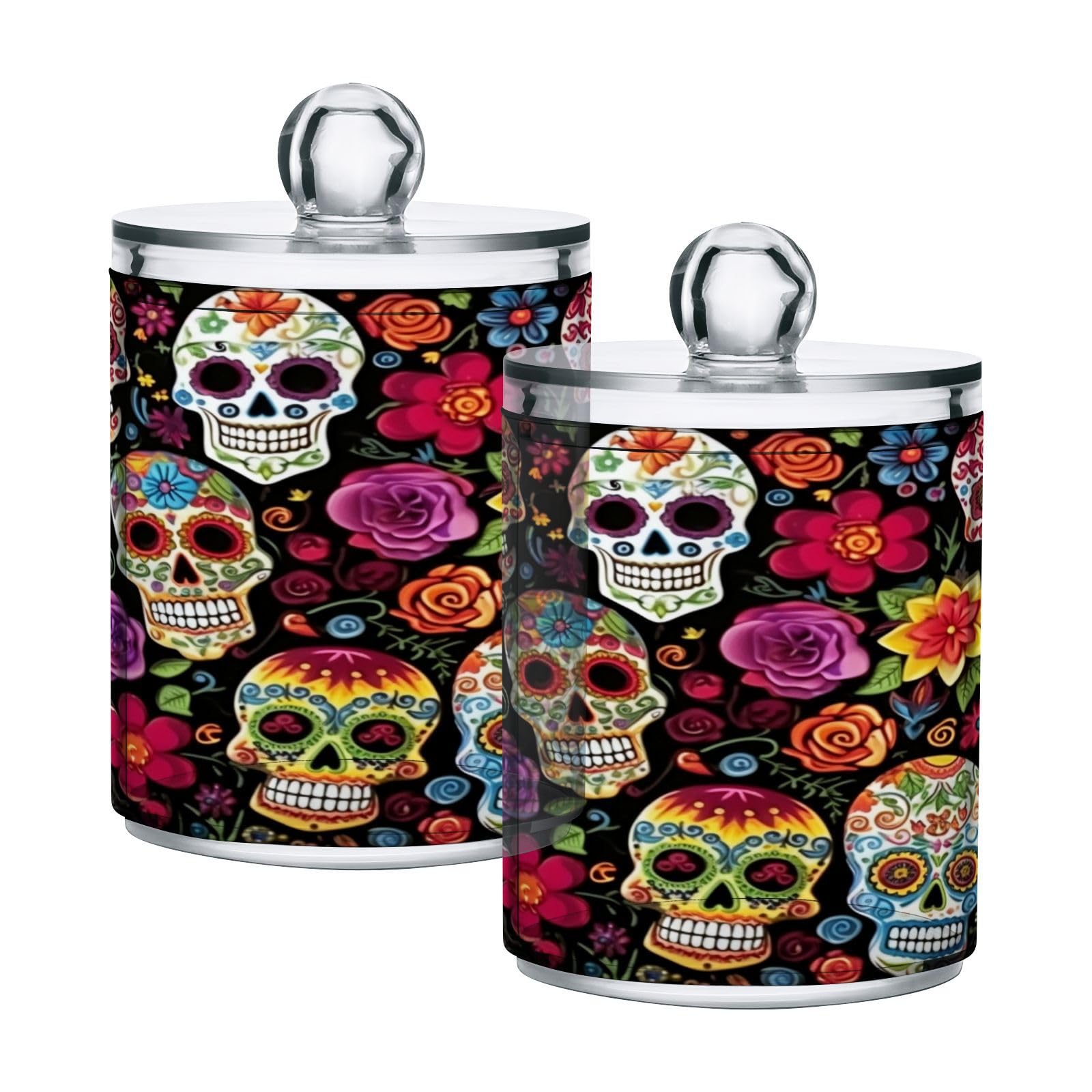 Amazon.com: Zhirexin Colorful Skulls 2PC Airtight Transparent Plastic ...