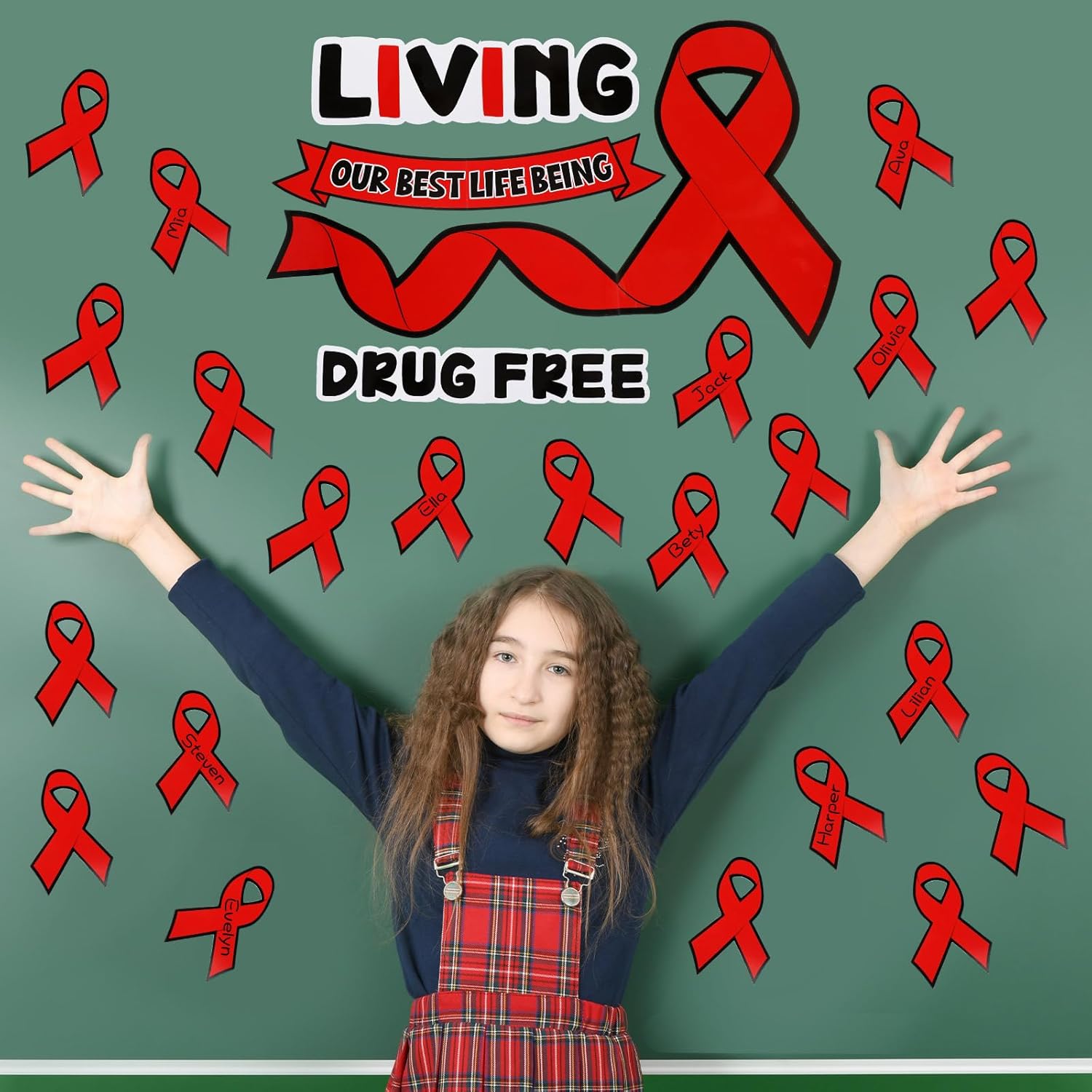 Amazon.com : Mooliwe 44 Pcs Red Ribbon Awareness Decorating Kit Red ...