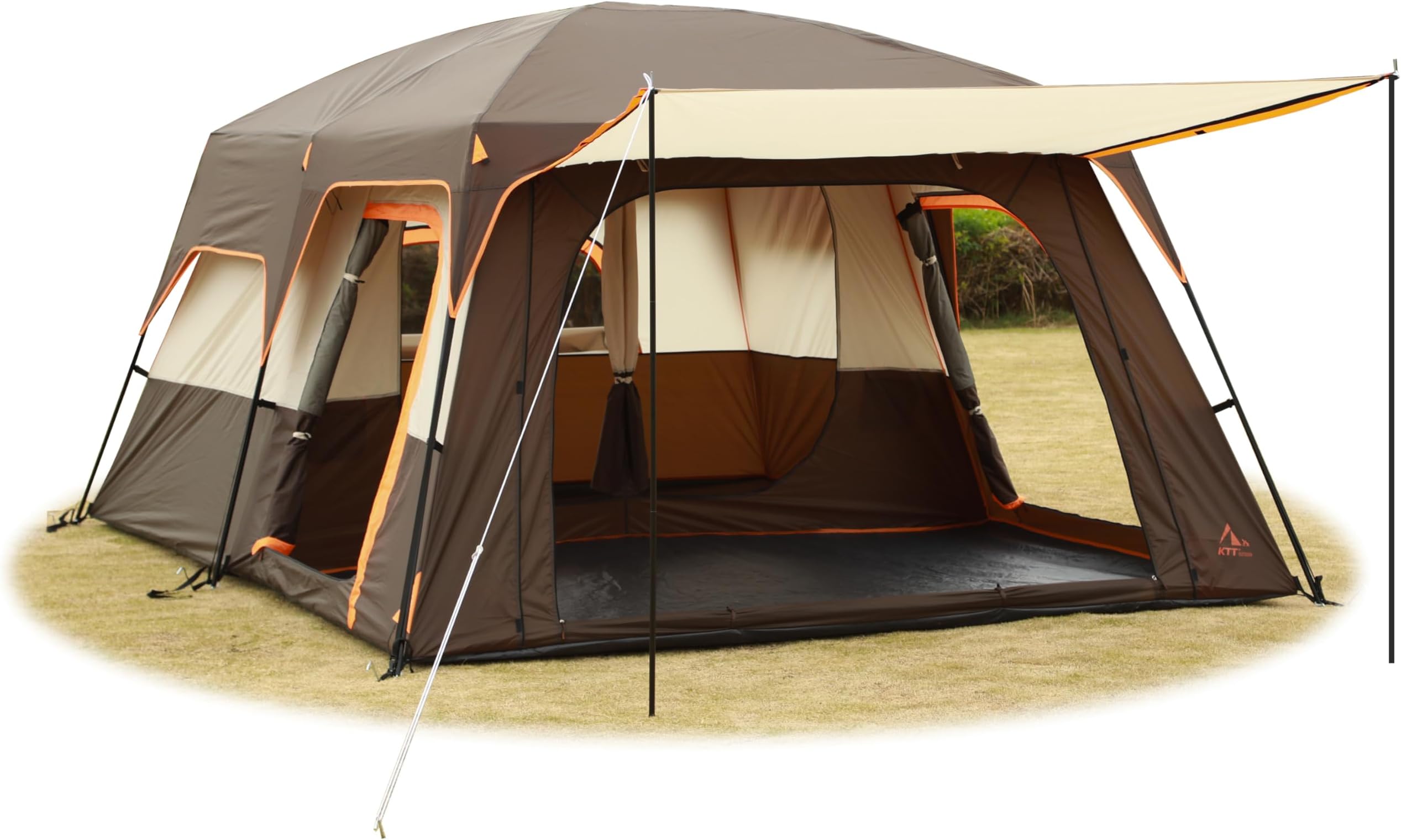 KTT 10-12 Person Cabin Tent with 2 Rooms, 3 Doors/Windows - Waterproof ...