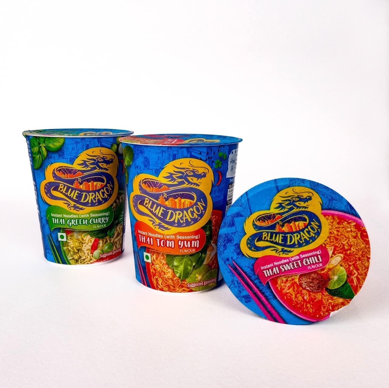 Blue Dragon Instant Cup Noodle Includes - Thai Tom Yum, Thai Green ...