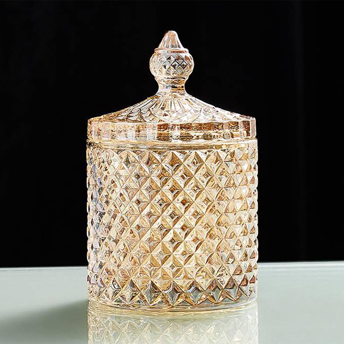 Amazon.com: YILUSHENGHUA Colorful Glass Jar With Lid,Candy Cookie Jars ...