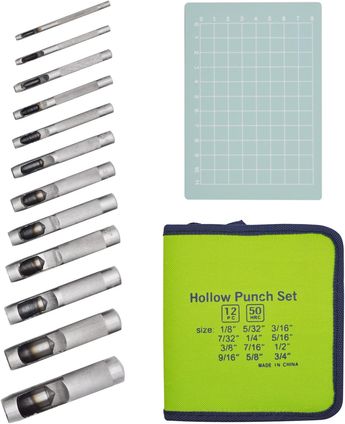 RUNIST 12 Piece Leather Hole Punch Hollow Punch Sets（1/8"- 3/4"）Leather ...