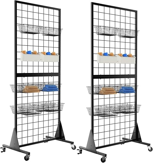 Amazon.com: QKOSMTL 2-Pack Gridwall Panel Display Stand, 2'x5.5' Heavy ...