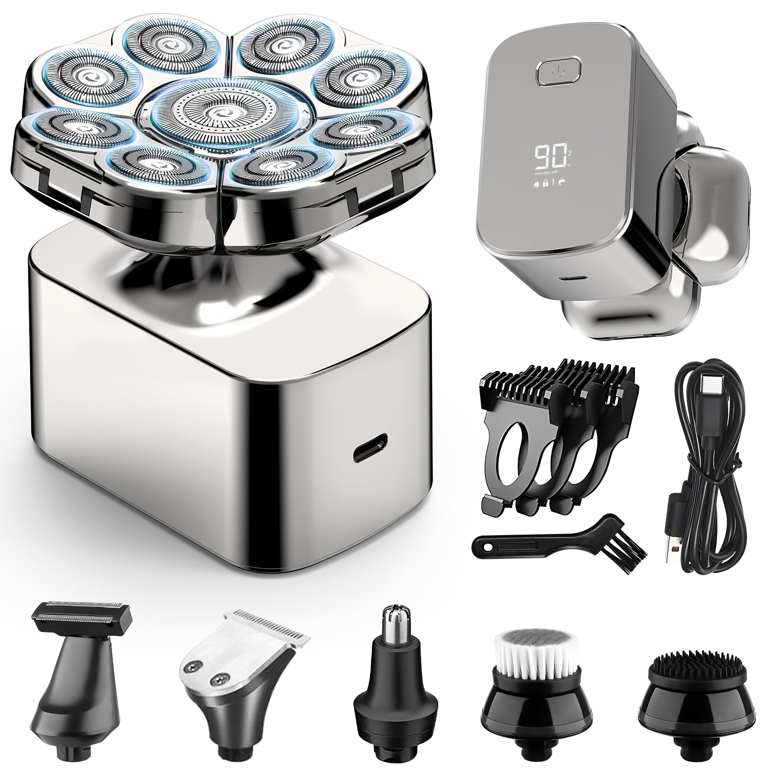 Amazon.com: 9D Head Shaver for Bald Men, 6-in-1 Electric Razor for Men ...