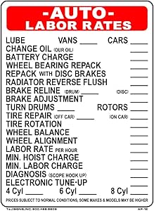 Amazon.com: AUTO LABOR RATES... 24x18 Heavy Duty Plastic Indoor/Outdoor ...