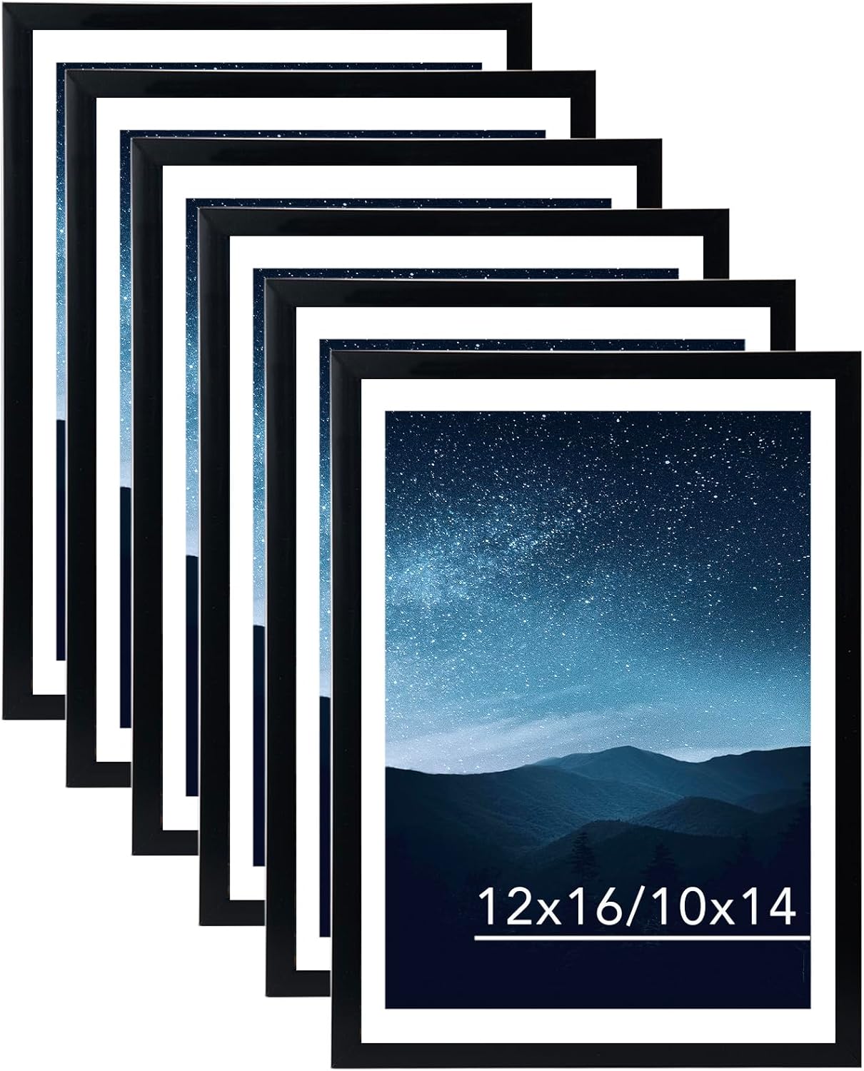 Amazon.com - JCJMY 12x16 Picture Frame Set of 6 Black with 10x14 Mat ...