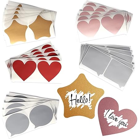 Pack of 50, Heart Scratch Off Sticker - 8 x 7cm, Gold : Amazon.co.uk ...