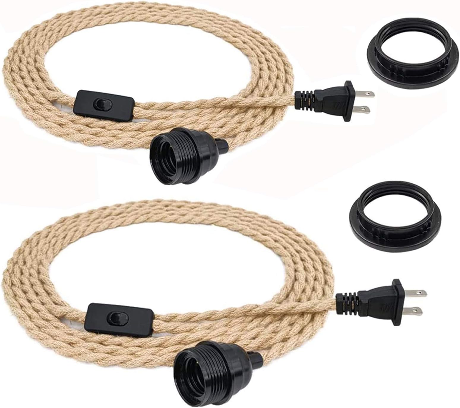 2 PCS Pendant Light Kit with Switch Plug in Vintage Lamp Cord with ...