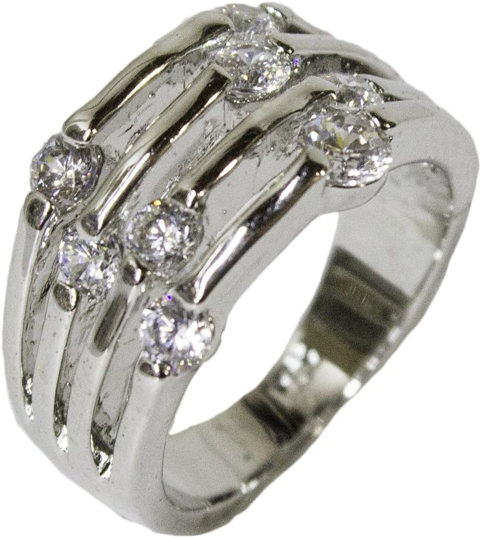 Amazon.com: RS Covenant Women's Rhodium Plated Dress Ring Large Dew ...