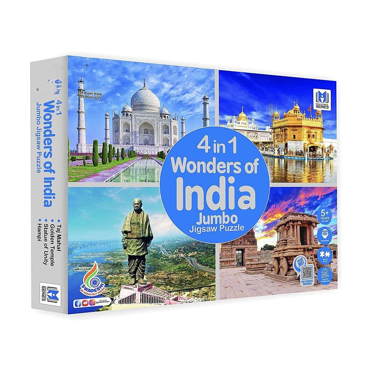 Buy Zhirk 4 in 1 Wonders of India Jumbo Jigsaw Puzzle for Kids - Colour ...