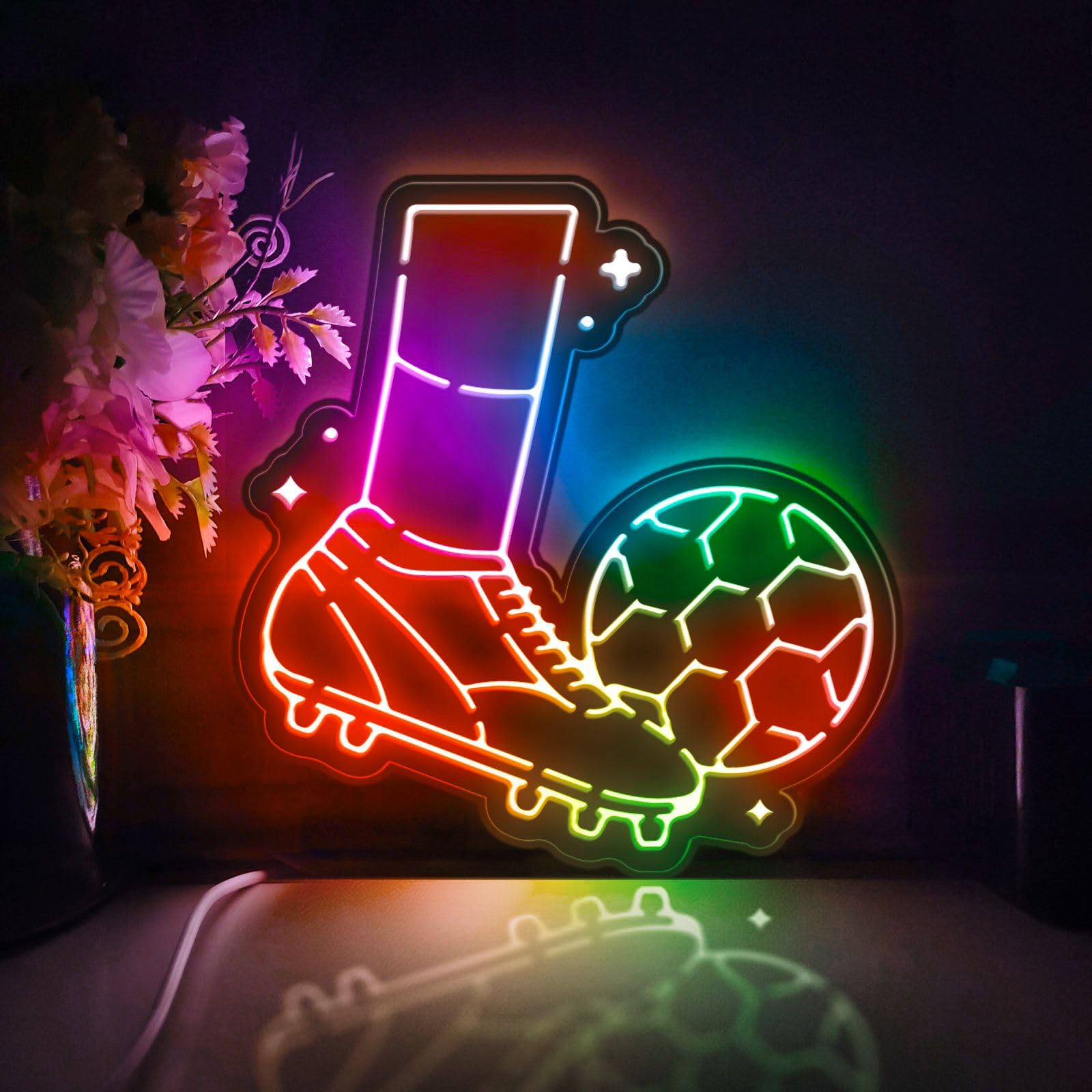 Amazon.com: Ancfun Playing Football Led Light Box, Football Wall Art ...