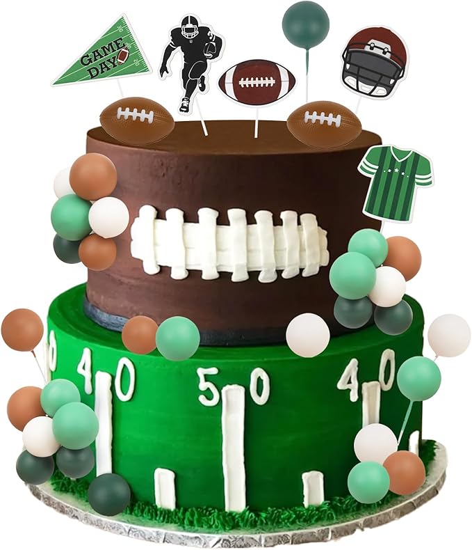 Cheereveal Rugby Cake Decorations for Boys - Rugby Theme Cake Cupcake ...