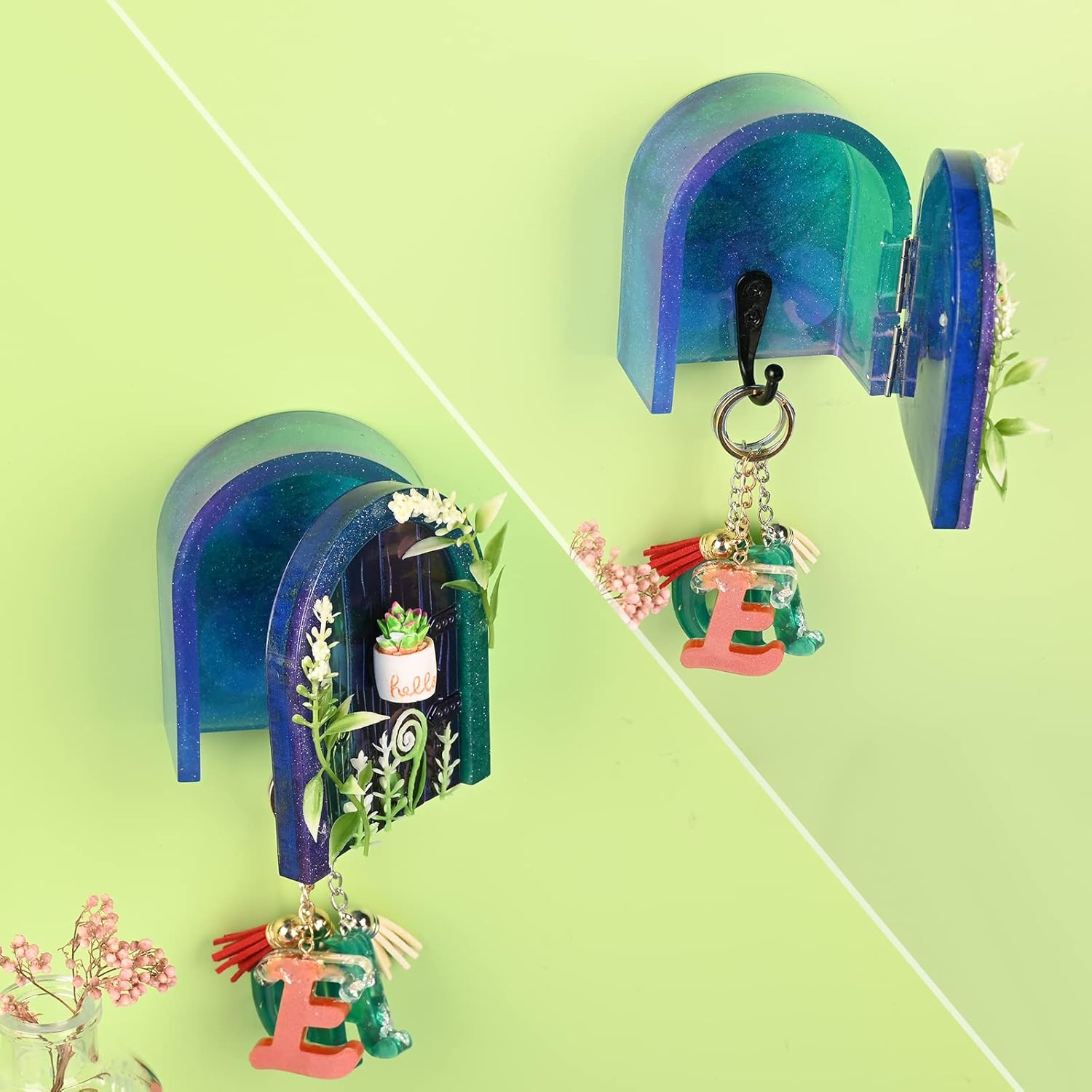 Buy Resin Key Box Mold with Hook, 36 Pieces Key Storage Box Silicone ...