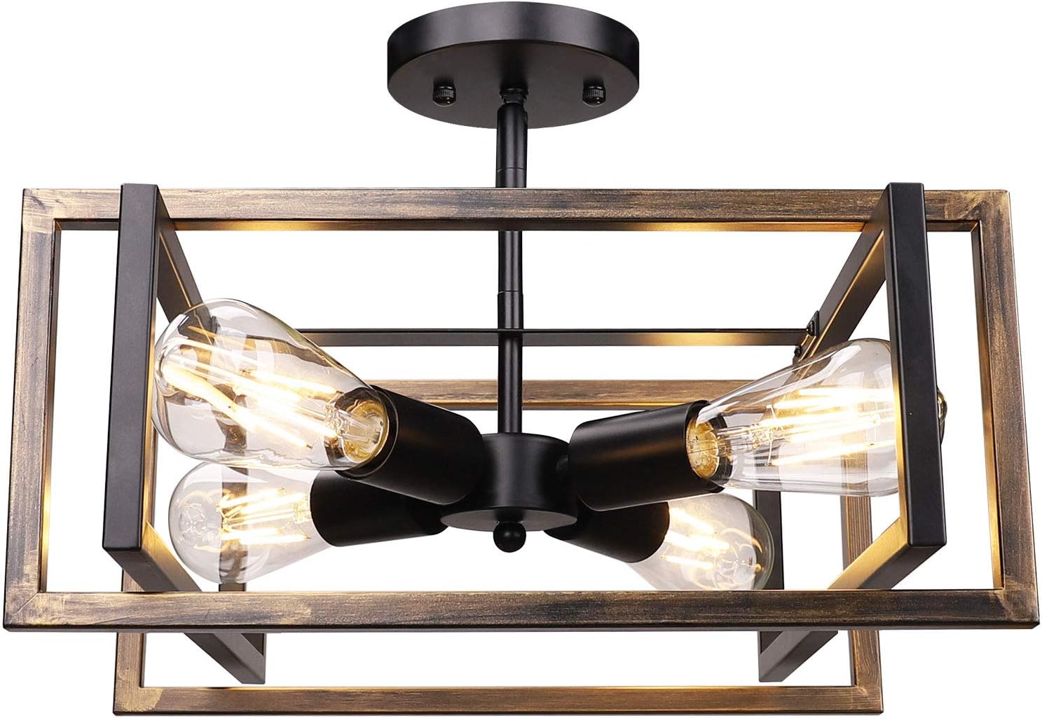 Industrial Rustic Ceiling Light, Retro Farmhouse Flush Mount Ceiling ...