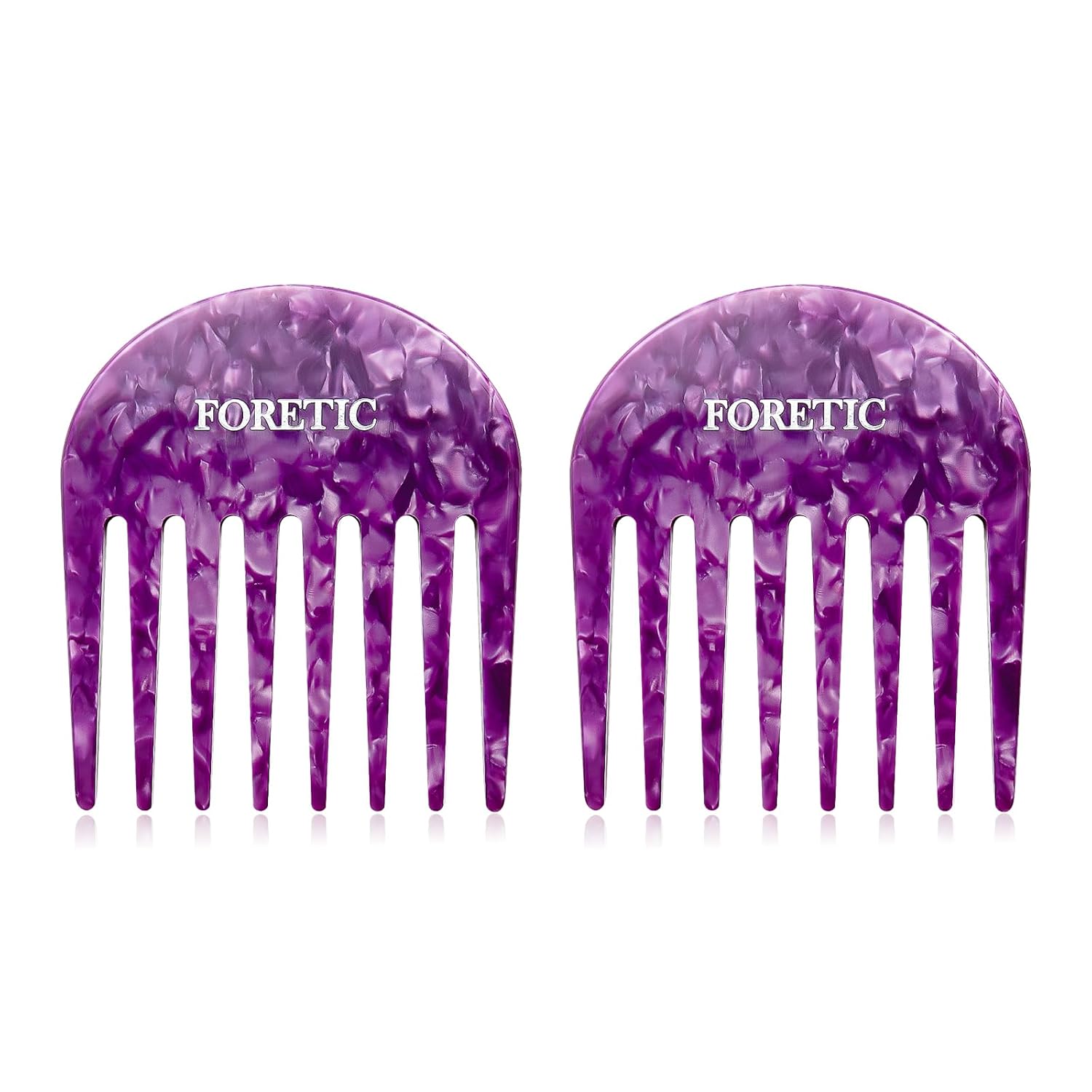 Amazon.com : Foretic 2 Pcs Handmade Bright Violet Wide Tooth Comb ...