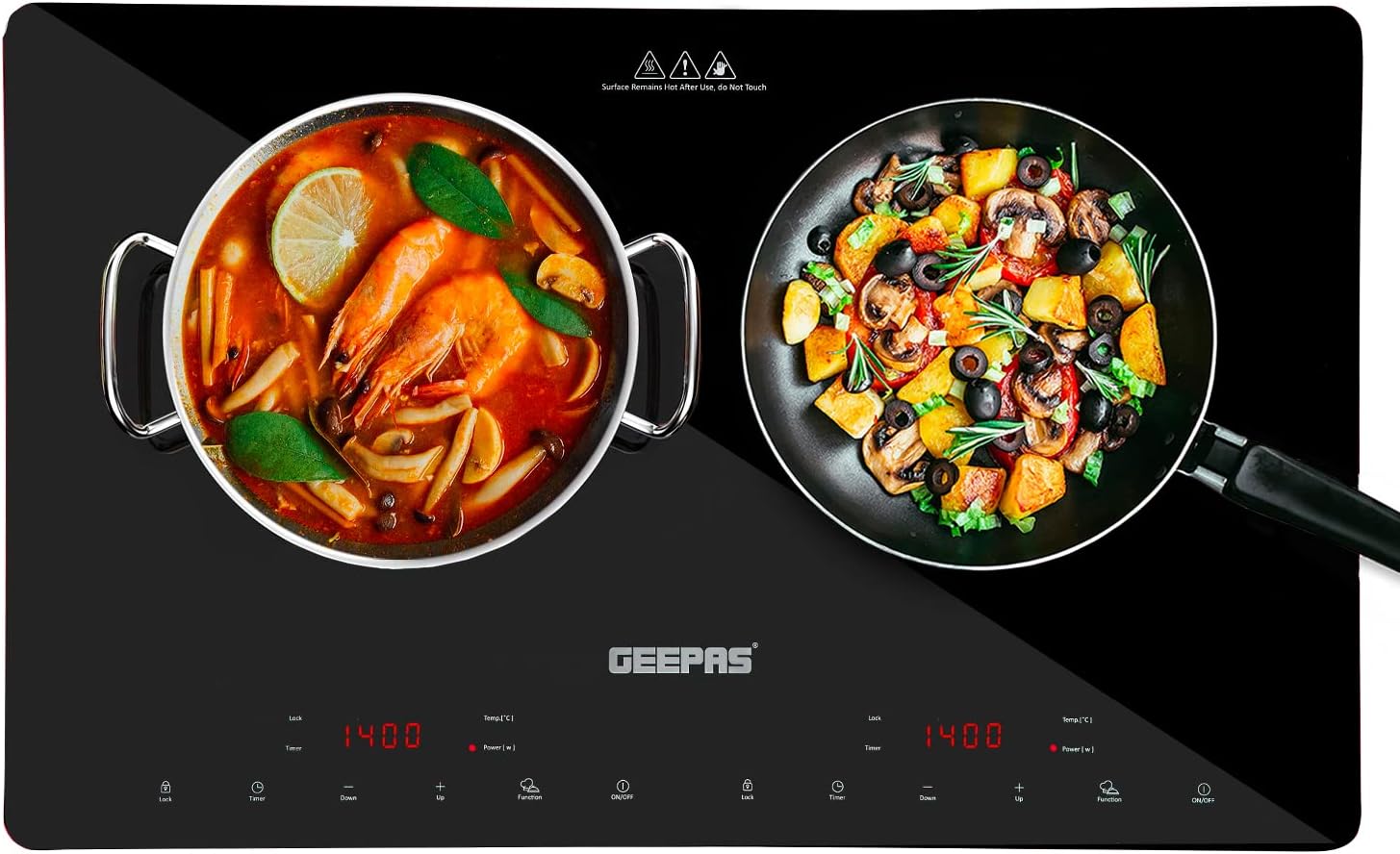 Geepas Double Induction Cooker, 2800W – Digital Induction Hob w/LED ...