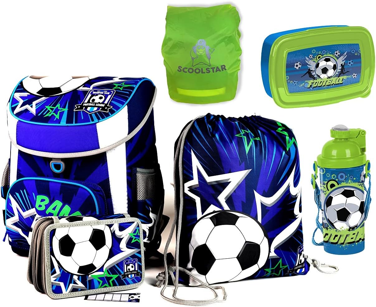 SCOOLSTAR Fußball Schulranzen Jungen 1 Klasse Tornister Schulrucksack ...