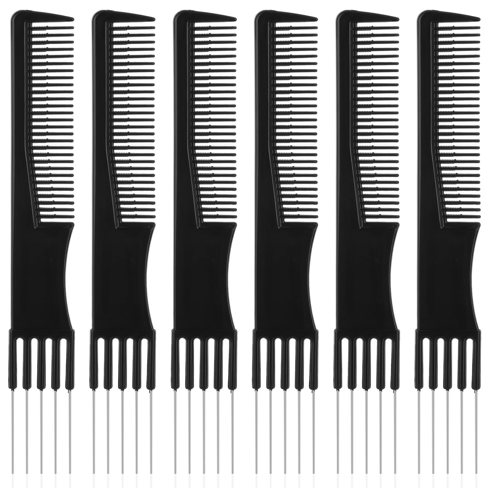 Amazon.com : 6 PCS Carbon Lift Comb with Metal Pick, Black Teasing Comb ...