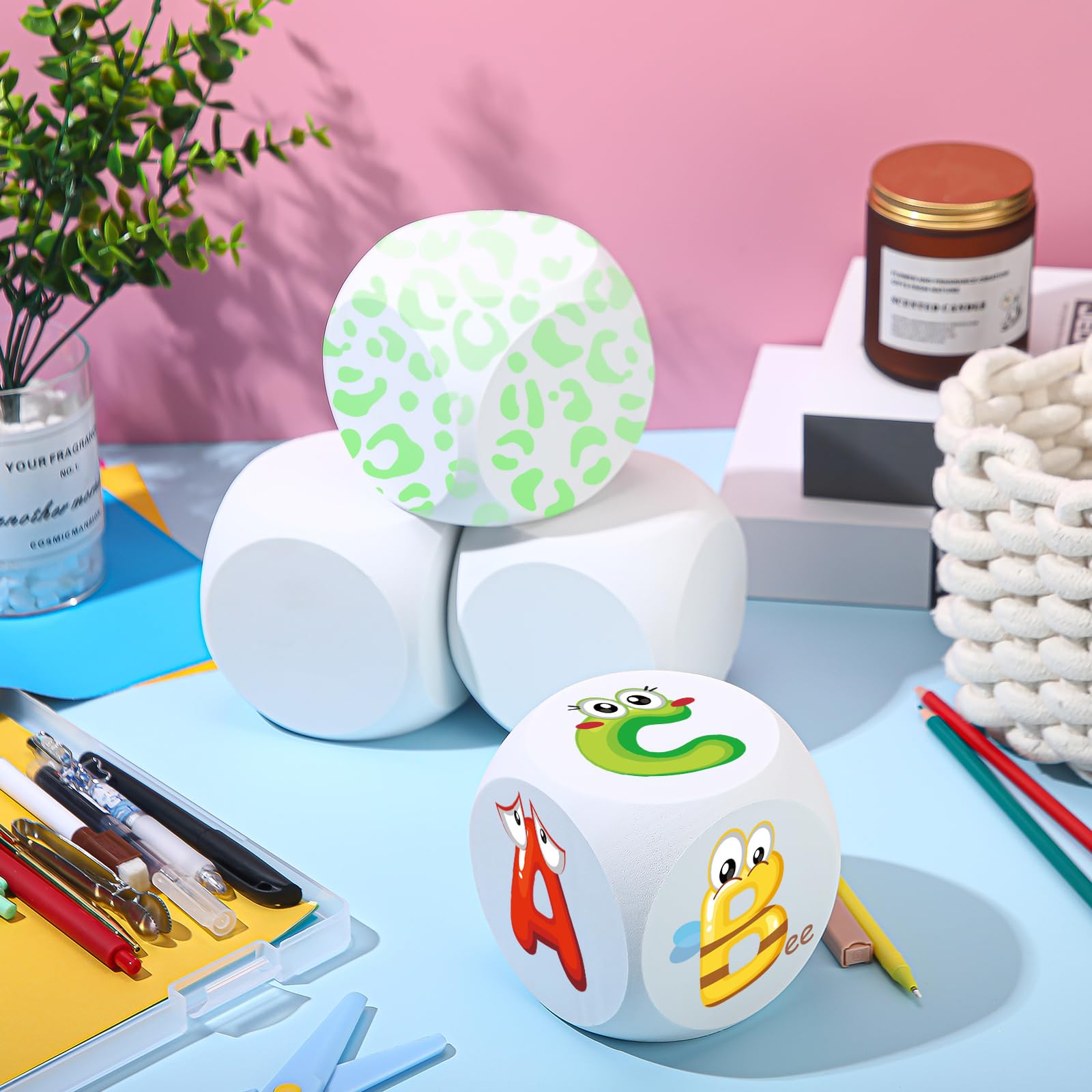 Snapklik.com : 6 Pcs 3.94" White Eva Foam Dice For Kids Graffiti Crafts ...