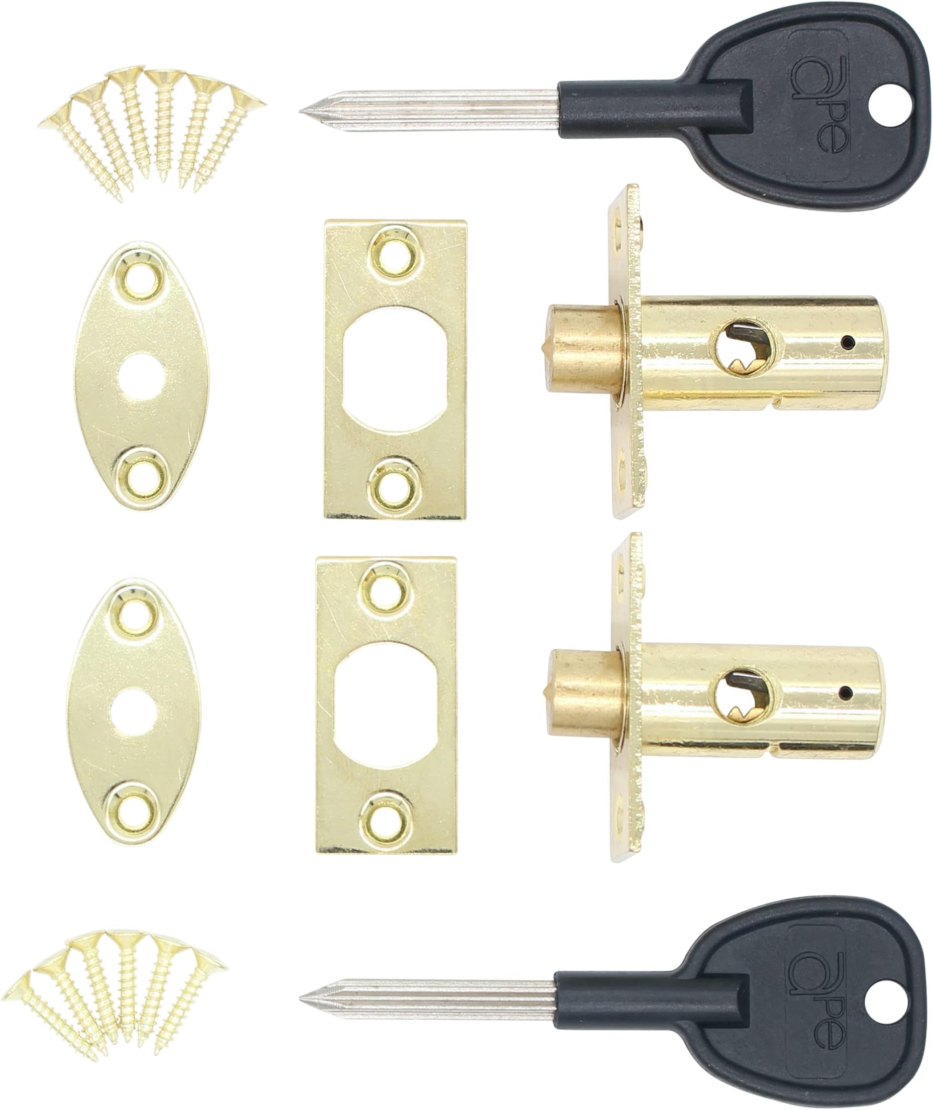 XFORT Rack Bolt Security Kit in Polished Brass, Oval Turn Knob with ...