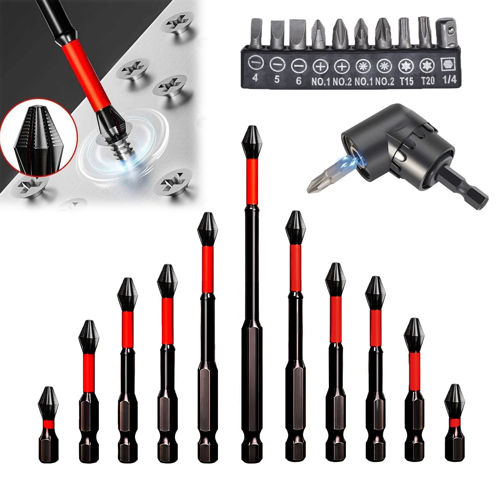22Pcs Screwdriver Bit Set, D1 Magnetic Anti-Slip High Hardness Impact ...