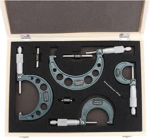 4pcs Outside Micrometer Set Machinist Tool 0-4" 0-100mm 4 Precision 0 ...