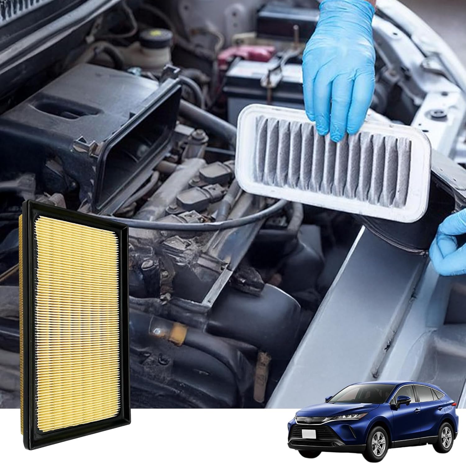 Amazon | WeCar ハリアーハイブリッド AXUH80 AXUH85 2020.06-現行 純正品番 17801-77050 互換品 エアーフィルター エアクリーナー エアー ...