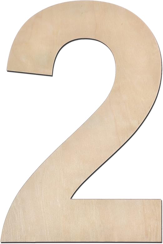 Amazon.com: 12 Inch Wooden Number 2, 1/4 Inch Thick Large Unfinished ...