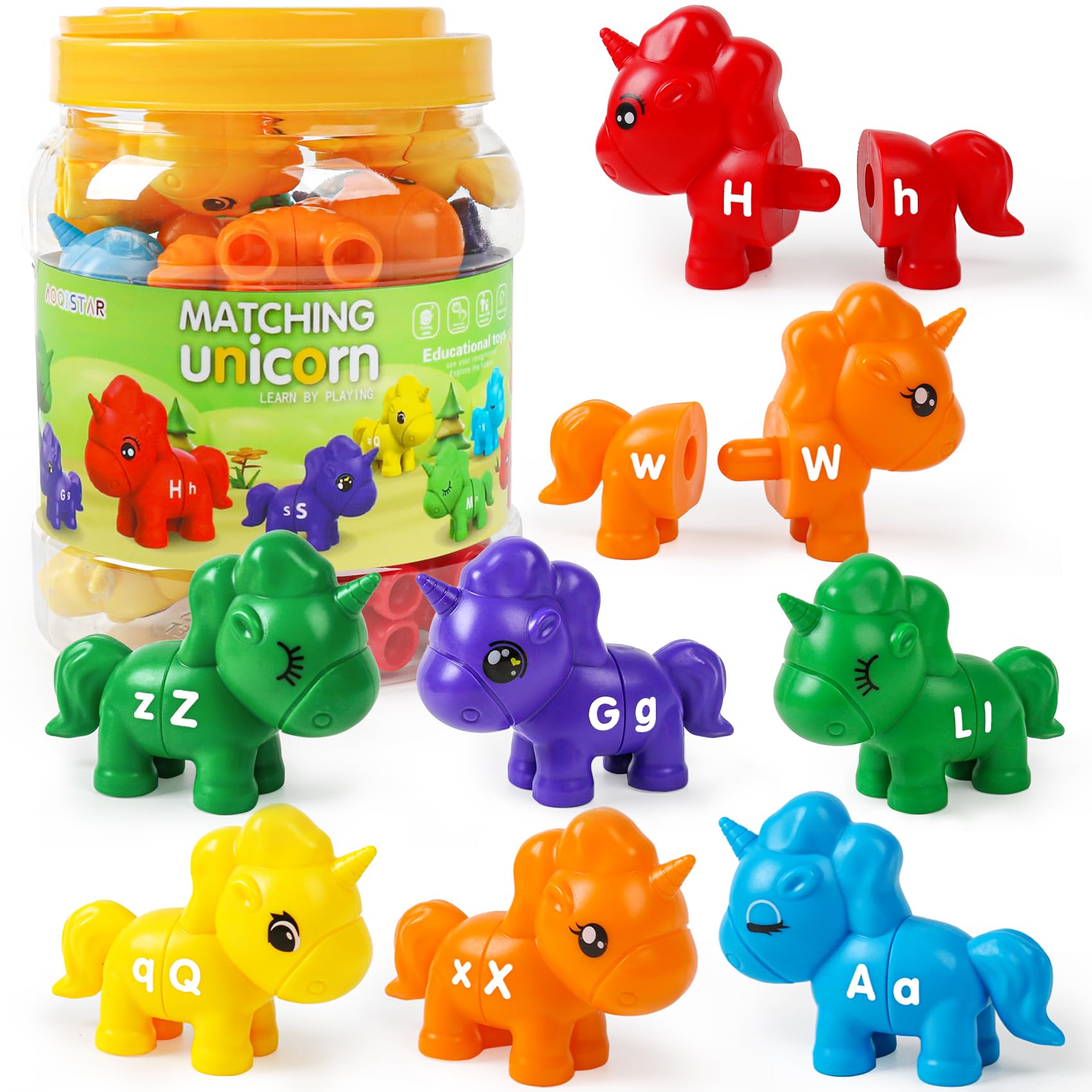 Amazon.com: ABC Letters Matching Unicorn Toy Double-Sided Uppercase ...