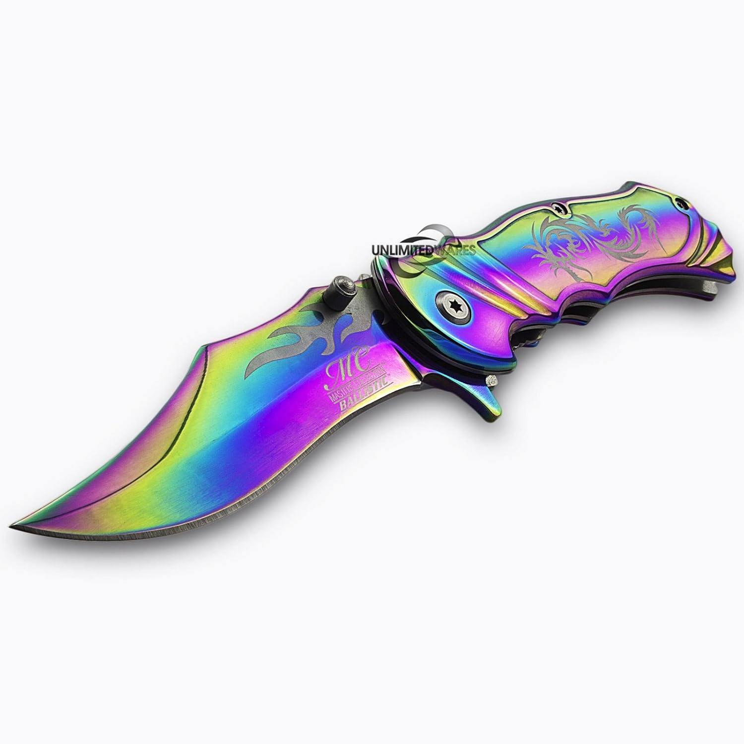 Amazon.com : Master Collection 8" Dragon Flame Rainbow Spring Assisted ...